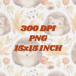 Watercolor Fall Hedgehog Clipart Cute Hedgehog Clipart Autumn Leaves ...