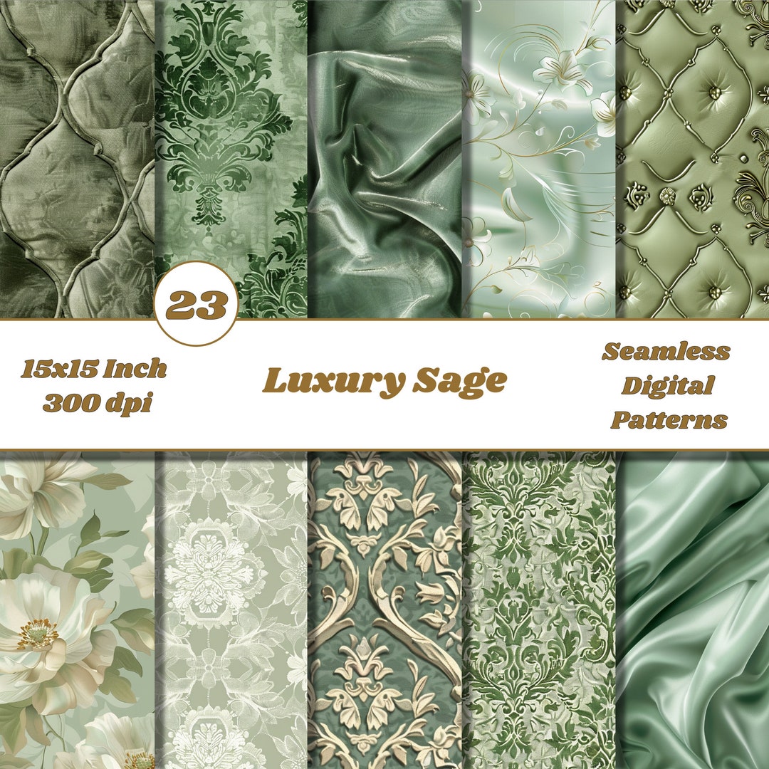 Luxury Sage Seamless Pattern - Elegant Sage Designs, Sage Art, Stylish ...