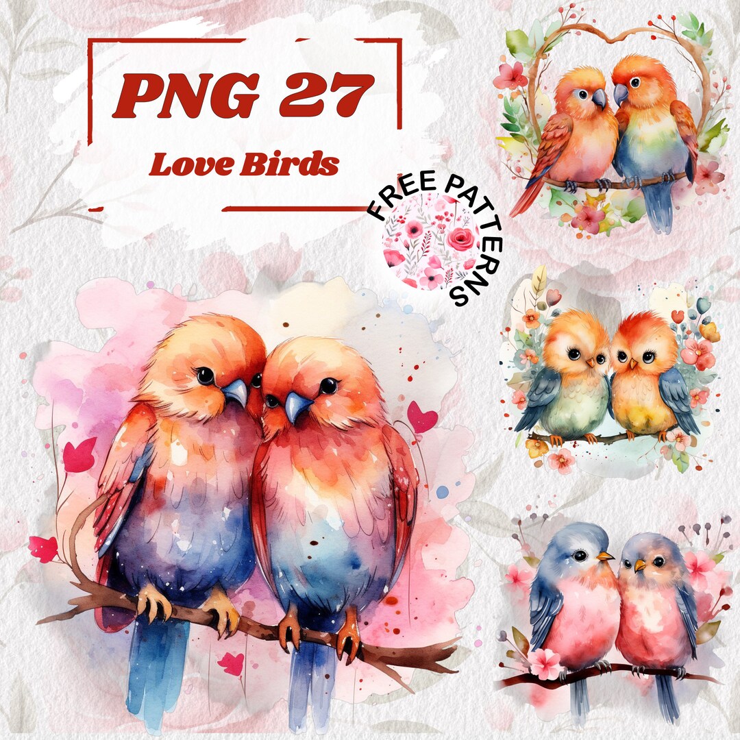 Watercolor Valentine Bird Clipart, Pastel Love Bird, Love Bird Frame ...