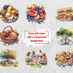 Summer Picnic PNG Bundle Watercolor Summer Clipart Summer Cottagecore ...