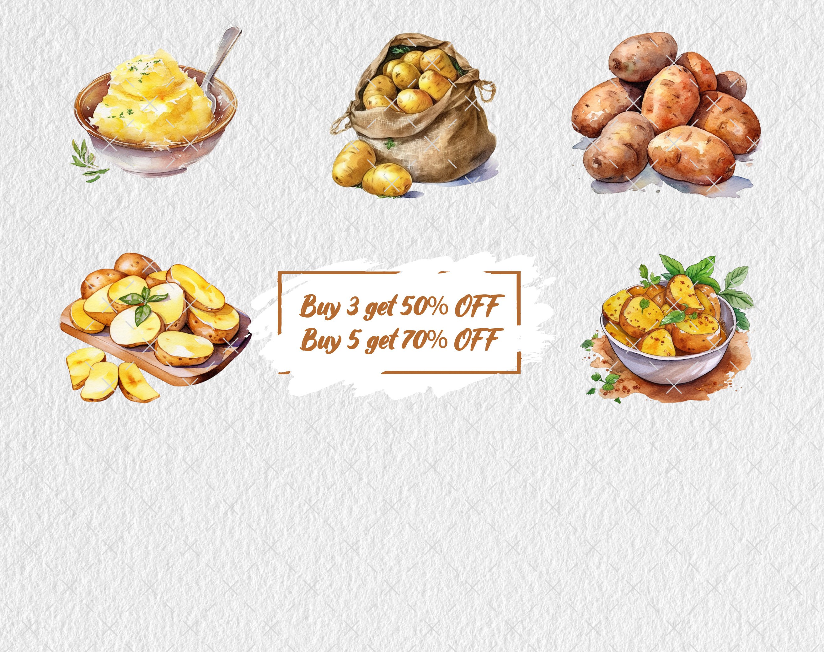 Watercolor Potatoes Clipart Food Clipart French Fries PNG - Etsy