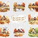 Watercolor Fall Farmhouse Clipart Autumn Clipart Farm Barn Clipart Fall ...