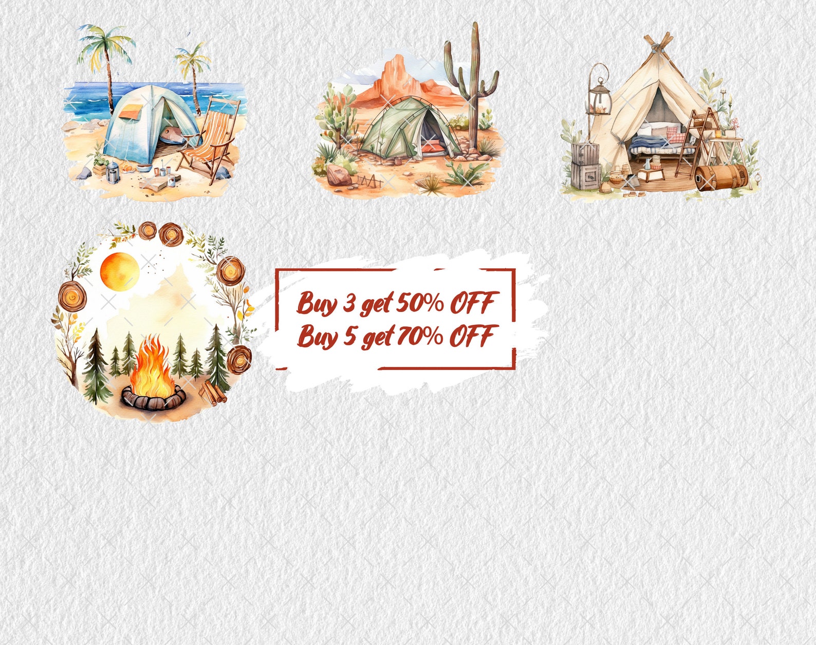 Watercolor Campsites PNG Camping Clipart Summer Activities PNG ...