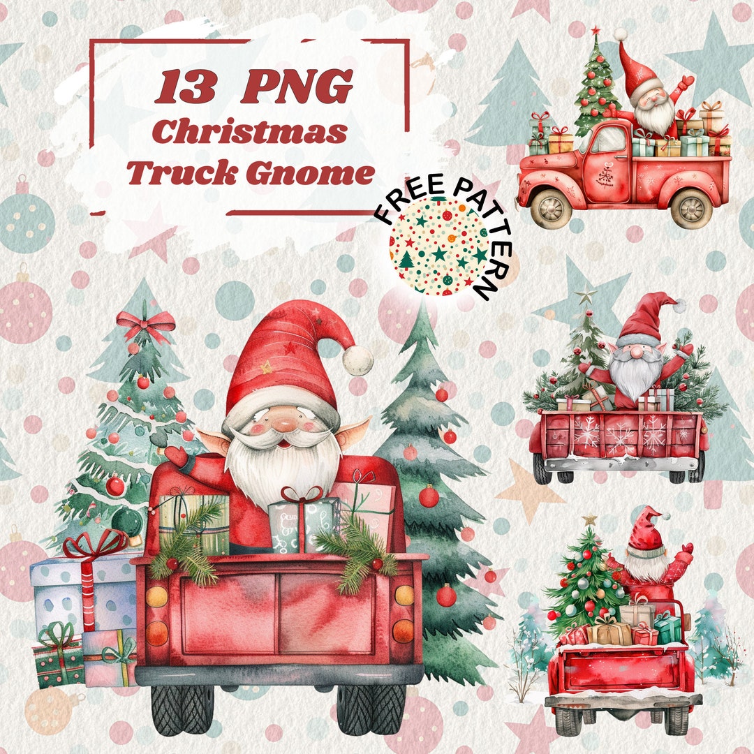 Christmas Truck Gnome PNG Clipart | Holiday Decor | Digital Download ...