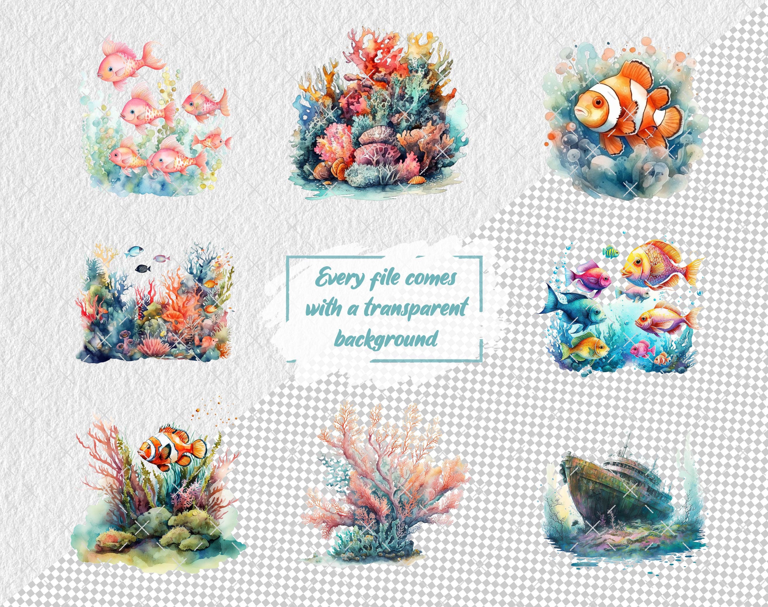 Underwater Life Clipart Summer PNG Clipart Fish PNG Bundle Sea Life ...