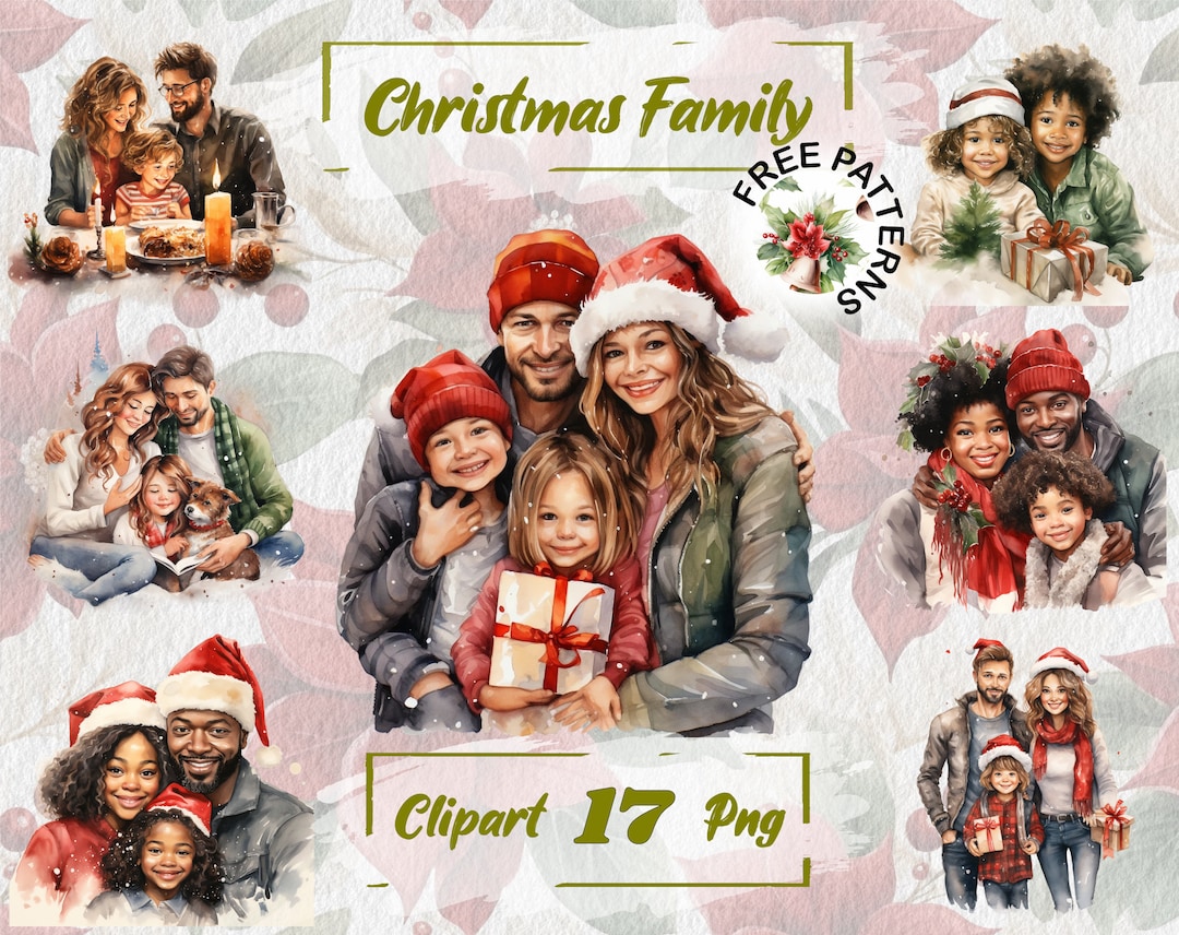 Merry Christmas Family. Christmas Clipart, Watercolor Christmas Family ...