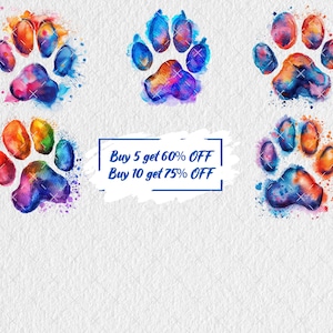 Watercolor Paw Print Cat Paw Clipart Colorful Paw Prints Cute Paws PNG ...