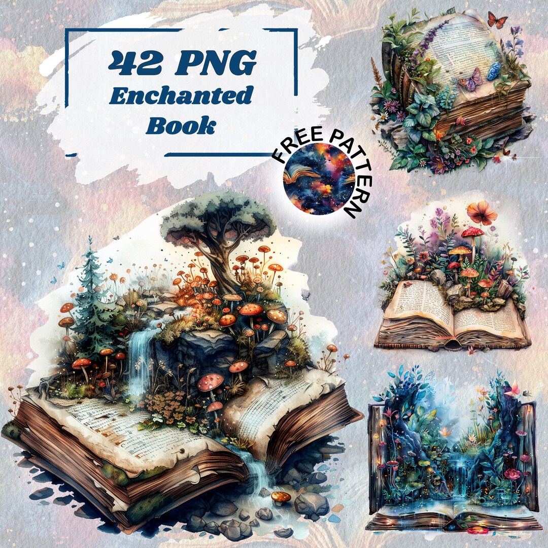 Watercolor Open Book Clipart Bundle, Fantasy Books Clip Art Book Bundle ...