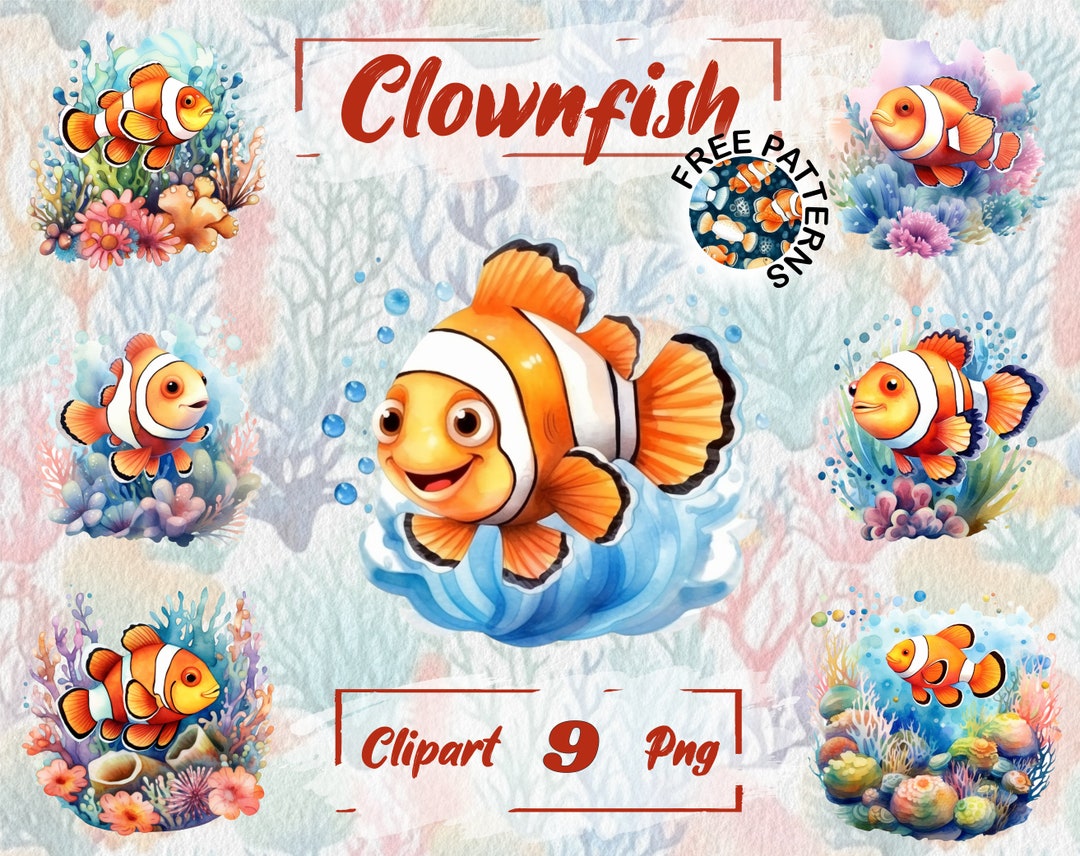 Watercolor Clownfish Clipart Fish Clipart Watercolor Clownfish Png Cute ...