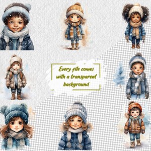 Cute Winter Kids, Children Clipart PNG, Christmas Clipart, Cute Clipart ...