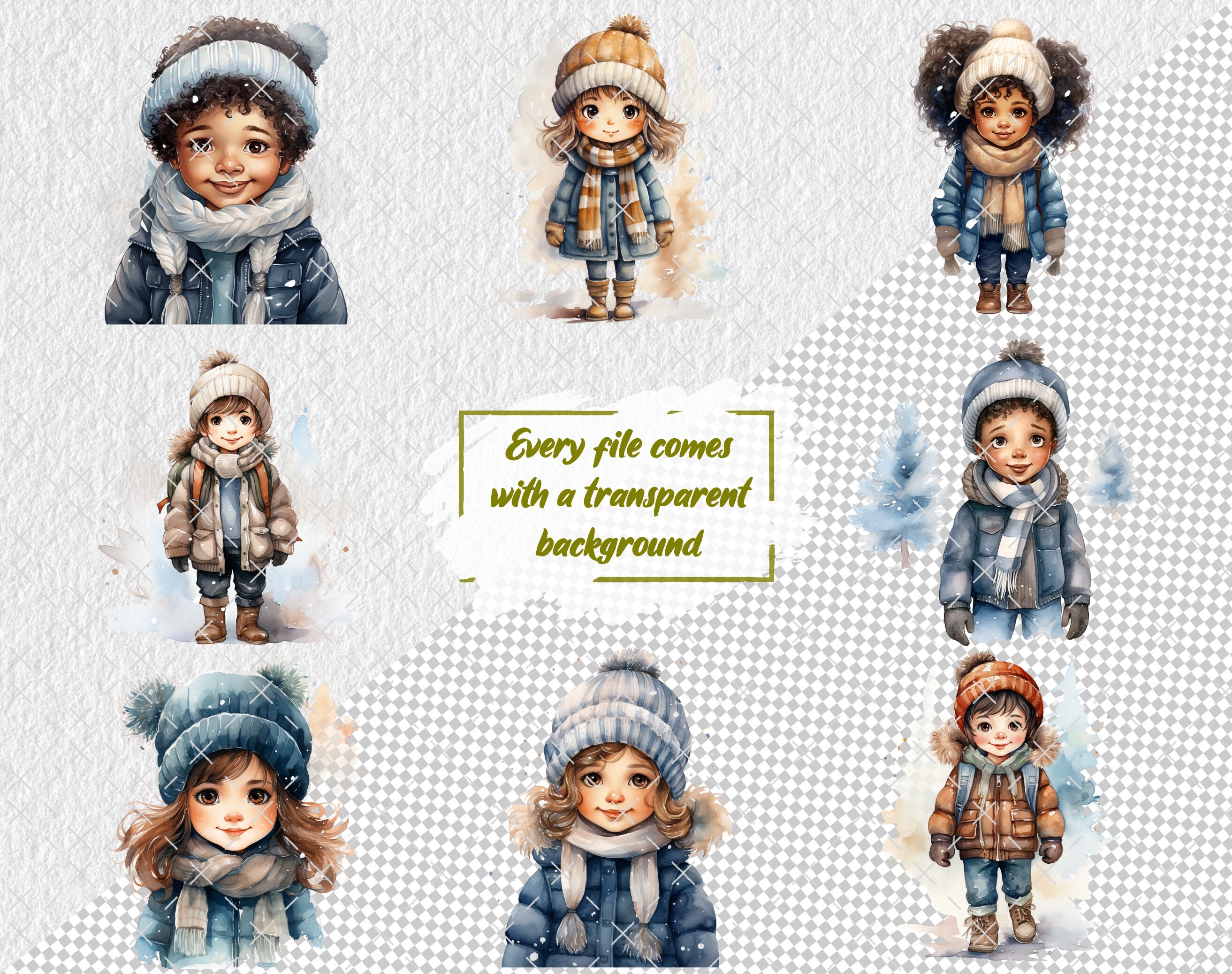 Cute Winter Kids, Children Clipart PNG, Christmas Clipart, Cute Clipart ...