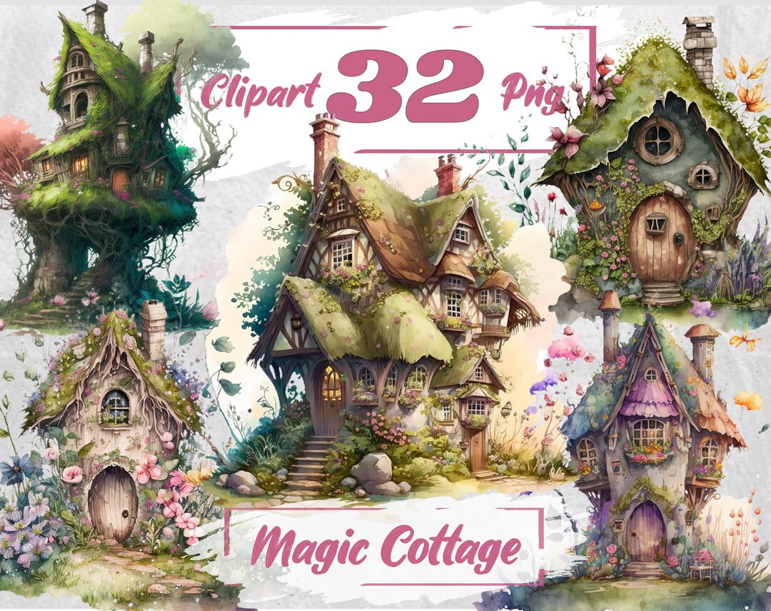 Magic Cottage Bundle Fairy House Clipart Elf Village Magic Fairy House ...