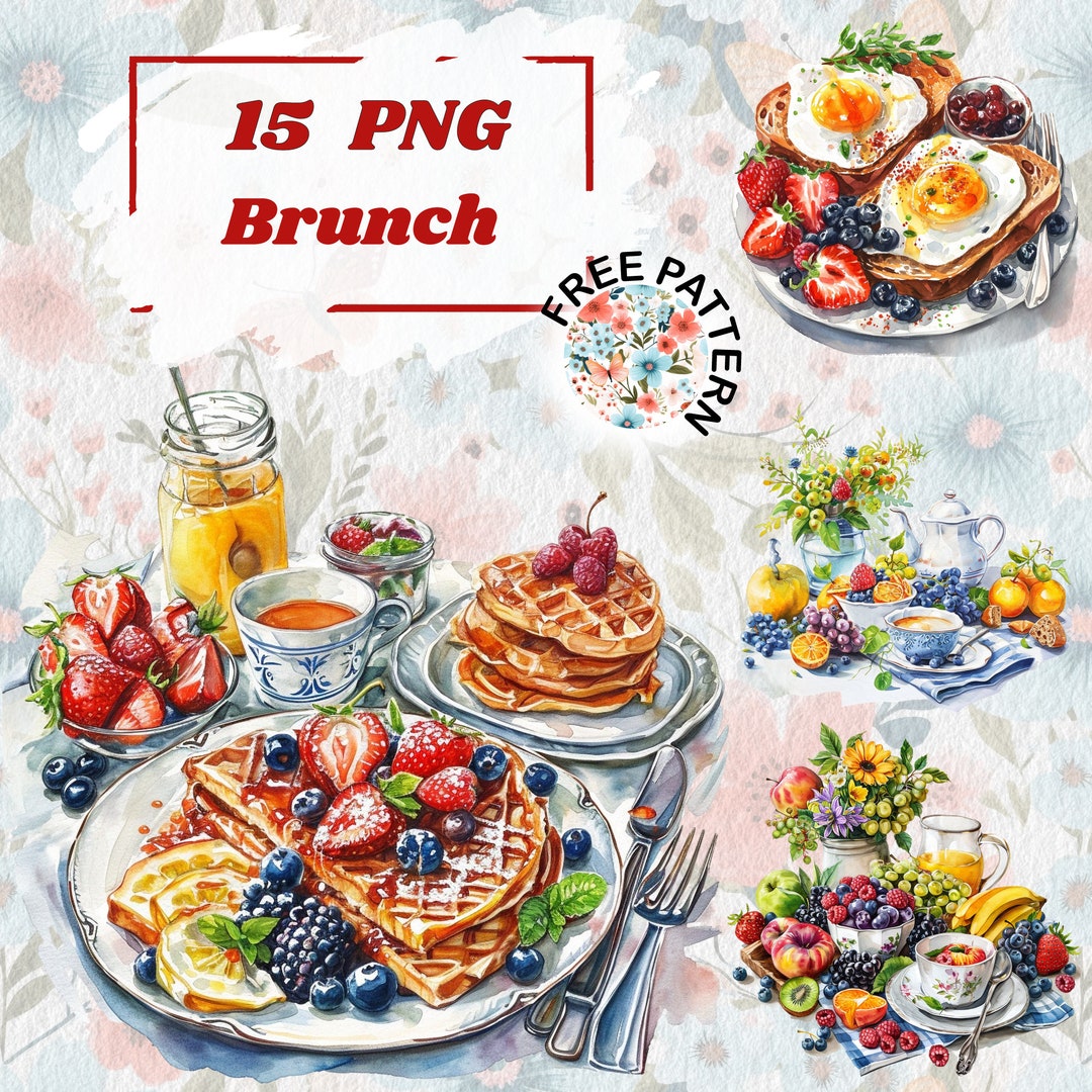 Brunch Clipart Watercolor, PNG Food Clipart, Breakfast Paris Clipart ...