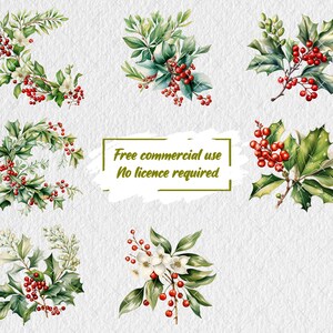Mistletoe Clipart, Watercolor Christmas Graphics, Transparent Images ...