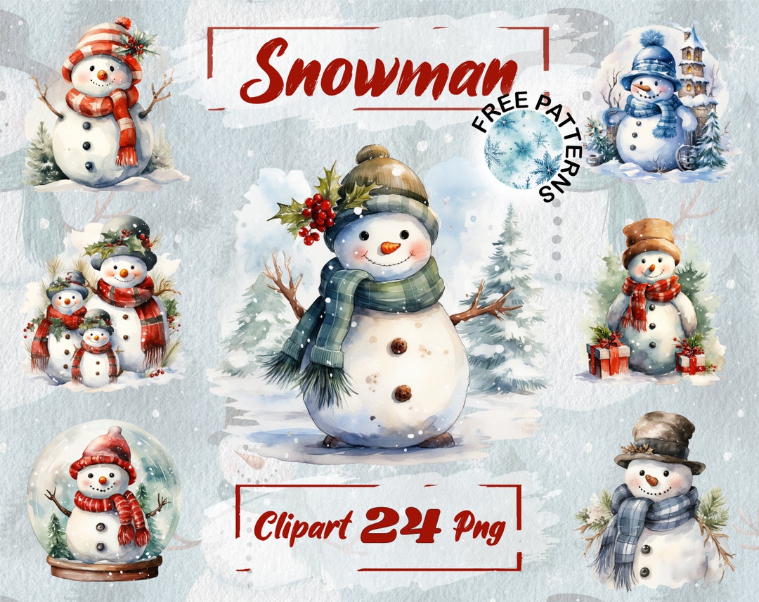 Snowman Clipart, Cute Snowman PNG, Christmas Decor, Transparent Clipart ...