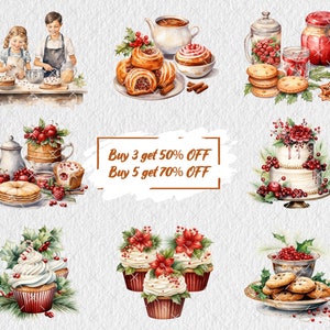 Christmas Baking Clipart, Watercolor Baking PNG, Christmas Sweets Clip ...