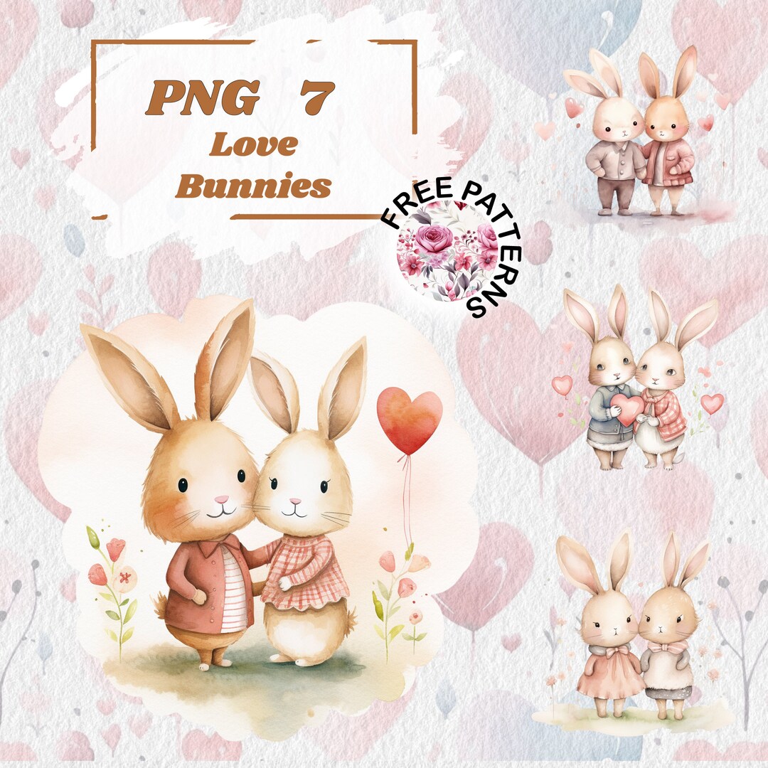 Cute Valentines Bunnies Couple Clipart, Valentine's Day Clipart Cute ...