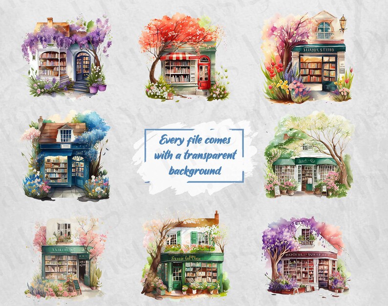 Spring Bookstore Clipart Bookstore Clipart Bundle Book Shop Clipart PNG ...