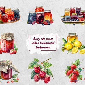 Watercolor Berry Jam Clipart Summer Jam Bundle Strawberry PNG Blueberry ...