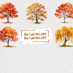 Watercolor Tree Clipart Autumn Clipart Autumn Leaves PNG Fall Trees ...