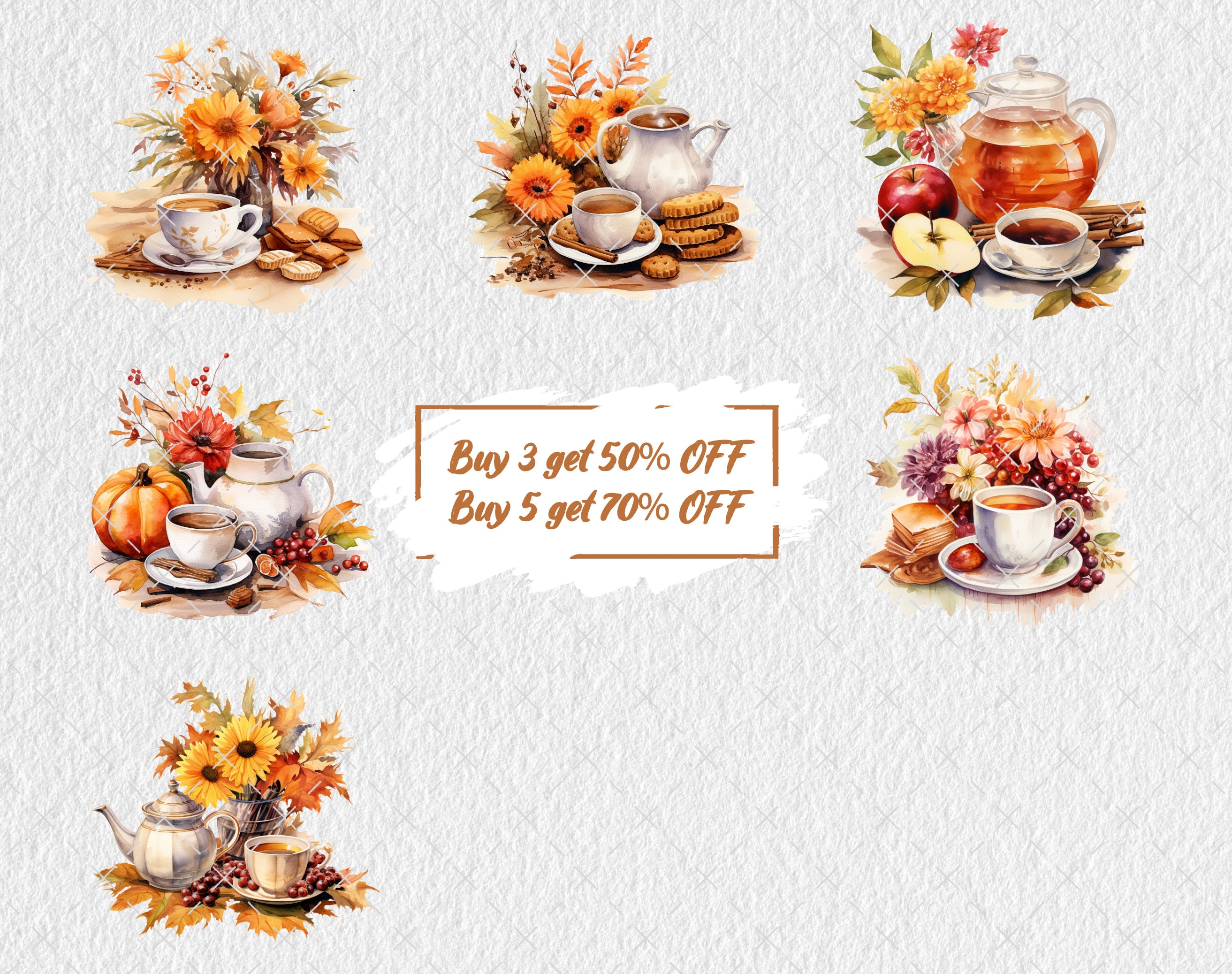 Watercolor Fall Tea Clipart Tea Cup Clipart Autumn Clipart - Etsy