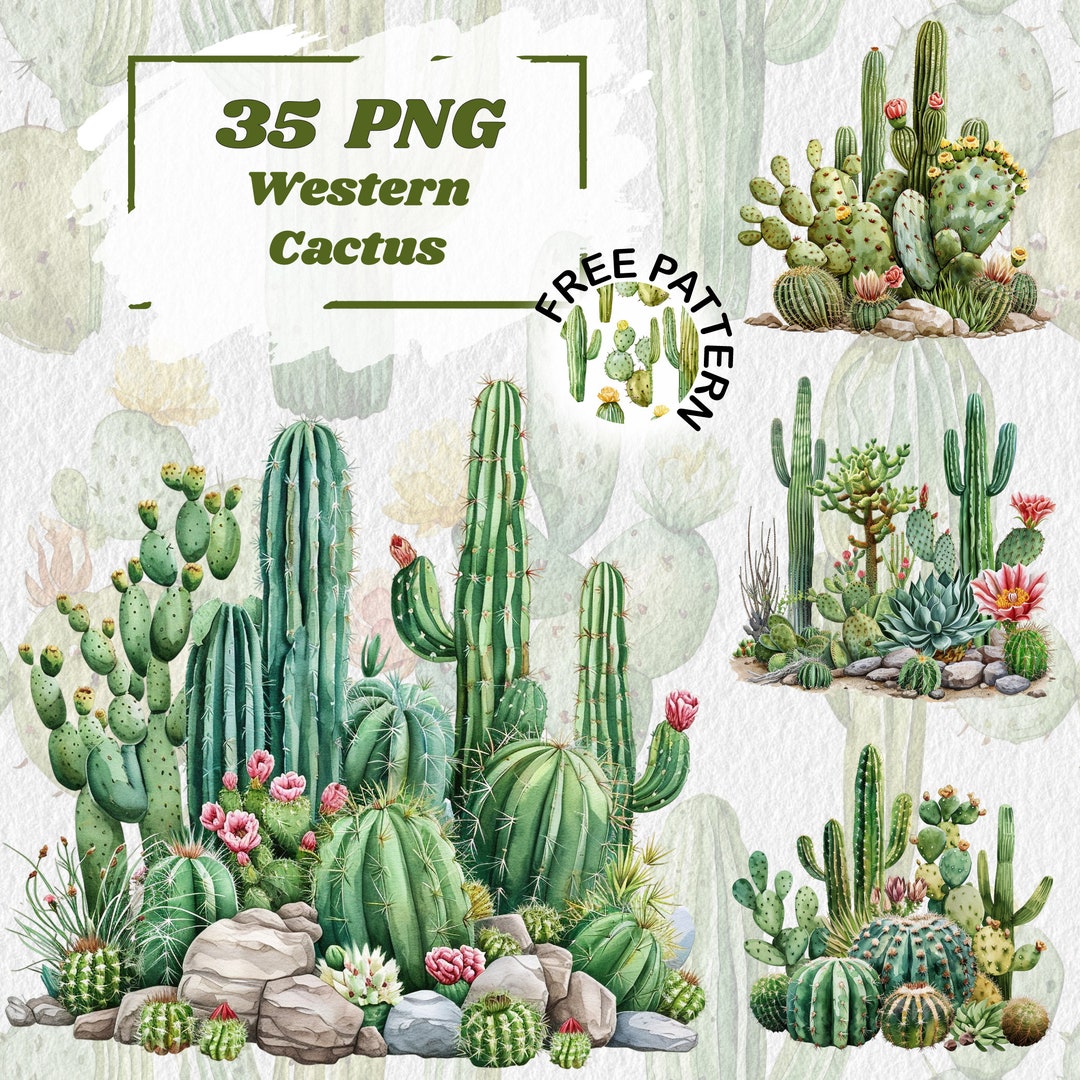 Watercolor Cactus Clipart Desert Cactus Clipart Desert Cacti Succulent ...