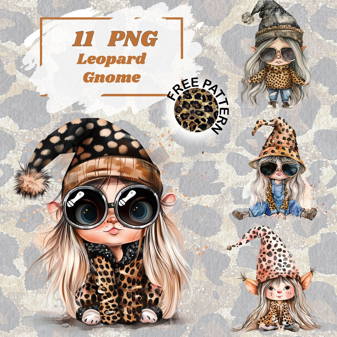 Leopard Print Gnome Clipart Images Girly Clipart Girl Gnome PNG ...
