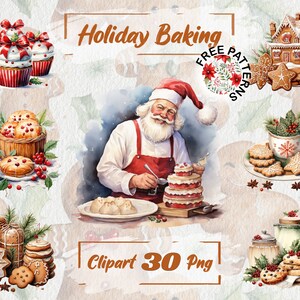 Christmas Baking Clipart, Watercolor Baking PNG, Christmas Sweets Clip ...
