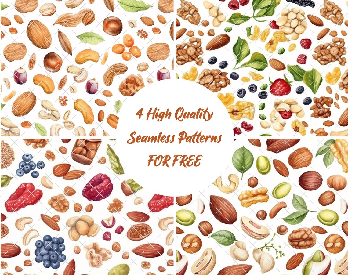 Watercolor Nuts Clipart Nuts Bundle Wallnut PNG Almond PNG Nuts Clipart ...