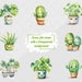 Watercolor Cute Plants Kawaii Plants Kawaii Clipart Watercolor Cute ...