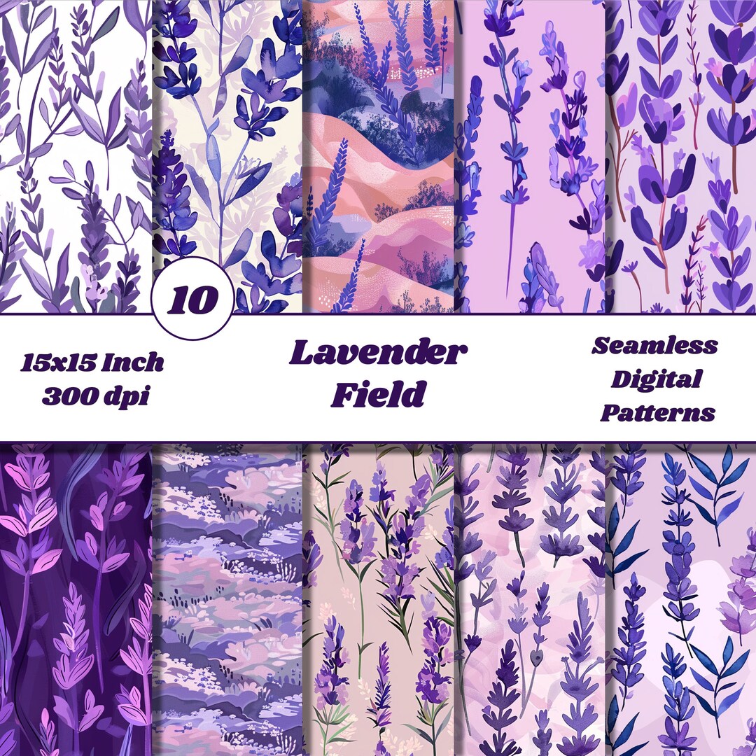 Lavender Field Seamless Pattern Beautiful Lavender Design, Floral Art ...