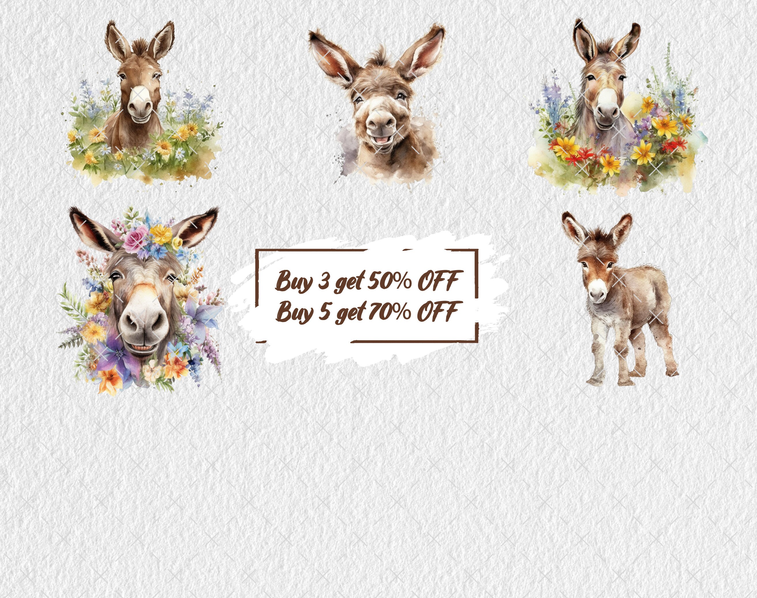 Happy Donkey Clipart Farm Animals Clipart Watercolor Donkey Clipart ...