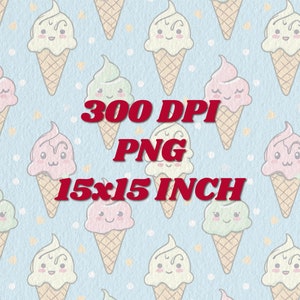 Cute Kawaii Ice Cream Clipart, Cute Ice Cream PNG Digital Download, Ice ...