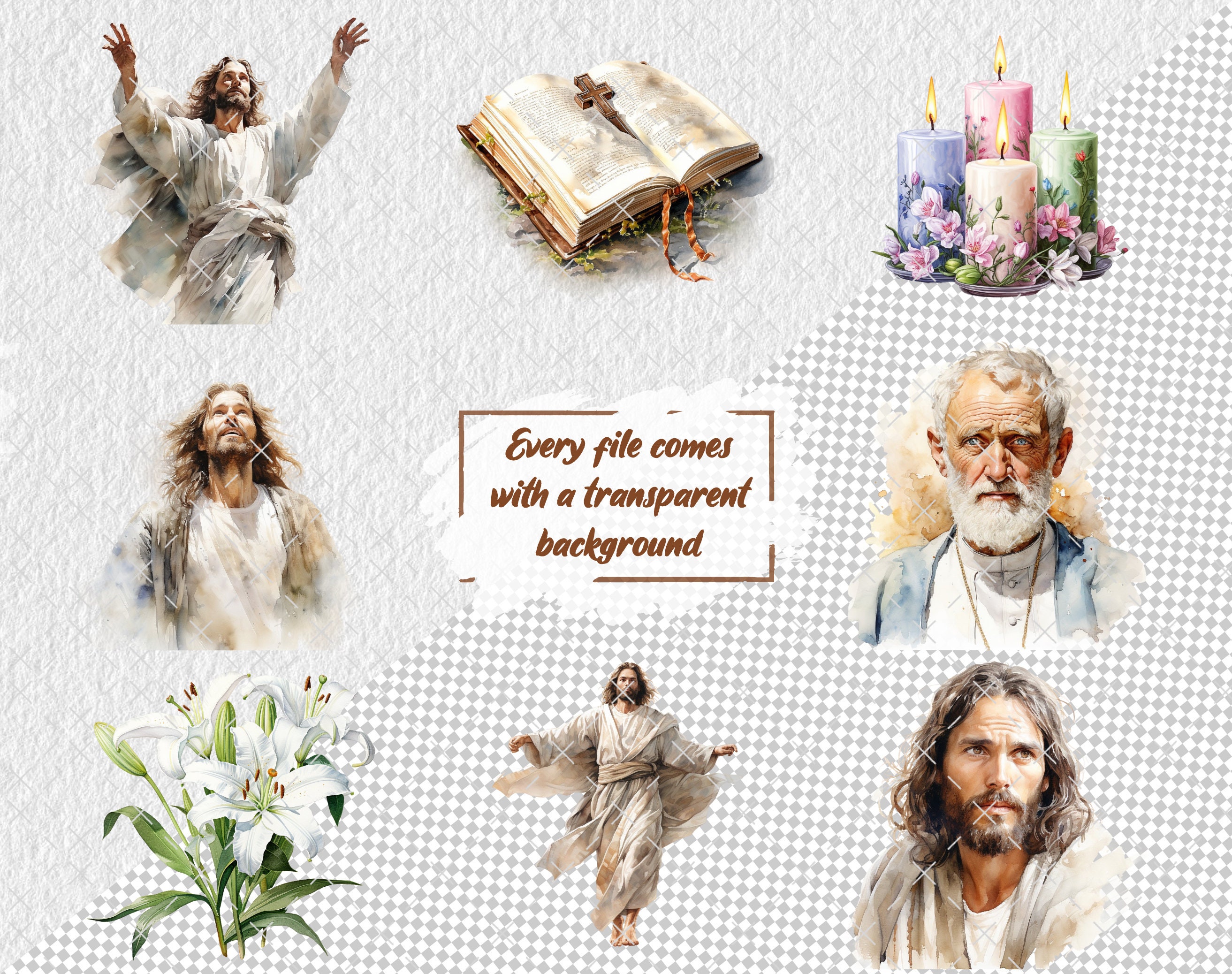 Watercolor Christian Easter Clipart, PNG Religious Clipart, Jesus ...