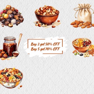 Watercolor Nuts Clipart Nuts Bundle Wallnut PNG Almond PNG Nuts Clipart ...