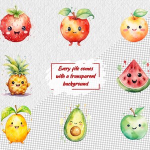 Watercolor Cute Fruits Kawaii Fruits Kawaii Clipart Watercolor Cute ...