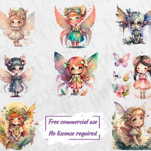 Chibi Fairy Bundle Watercolor Fairy Girls Cute Fairy Illustrations ...