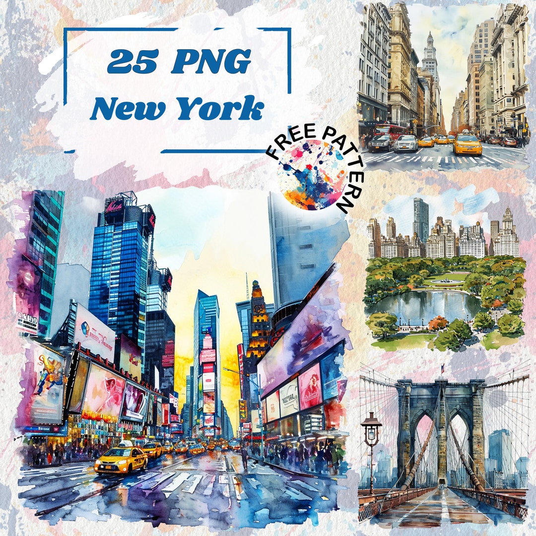 Watercolor New York, New Yorker Landmarks, Travel Vacation Holiday ...