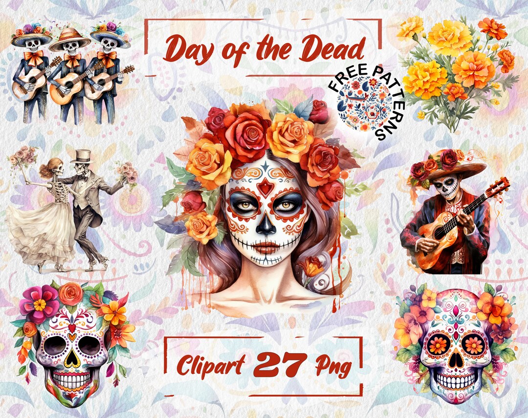 Watercolor Day of the Dead Transparent Halloween La Catrina PNG Sugar ...