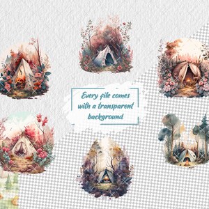 Watercolor Camping Clipart Summer Adventure Bundle Camper Van Clipart ...