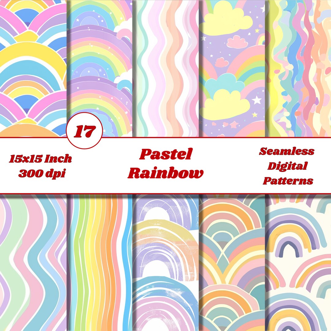 Pastel Rainbow Seamless Pattern Colorful Rainbow Designs Pastel Art Fun ...
