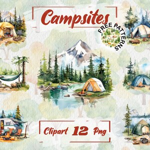 Watercolor Campsites PNG Camping Clipart Summer Activities PNG ...