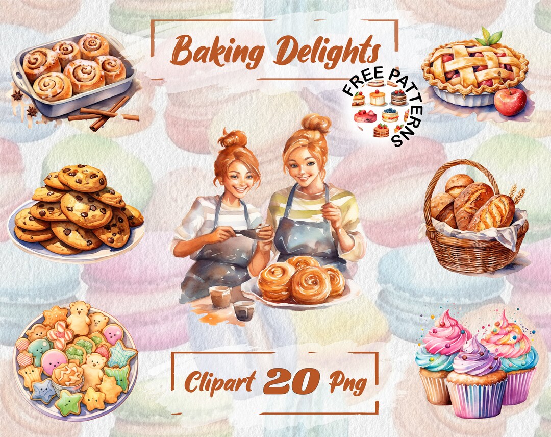 Baking Delights Clipart Watercolor Kitchen PNG Cooking Clipart ...