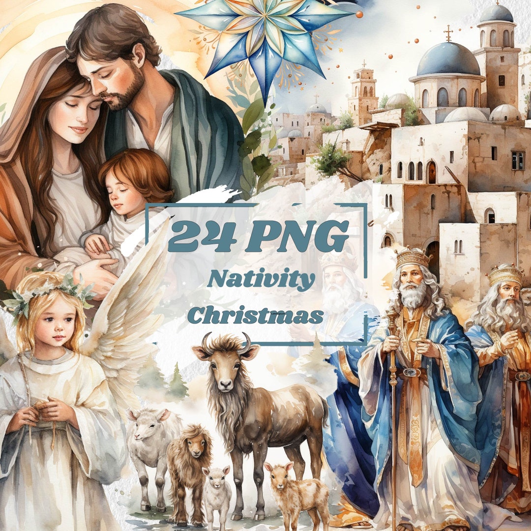 Nativity Scene Clipart, Watercolor Nativity PNG, Baby Jesus PNG ...