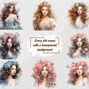 Spring Princess Clipart Bundle, Fairytale Clipart, Floral Png ...