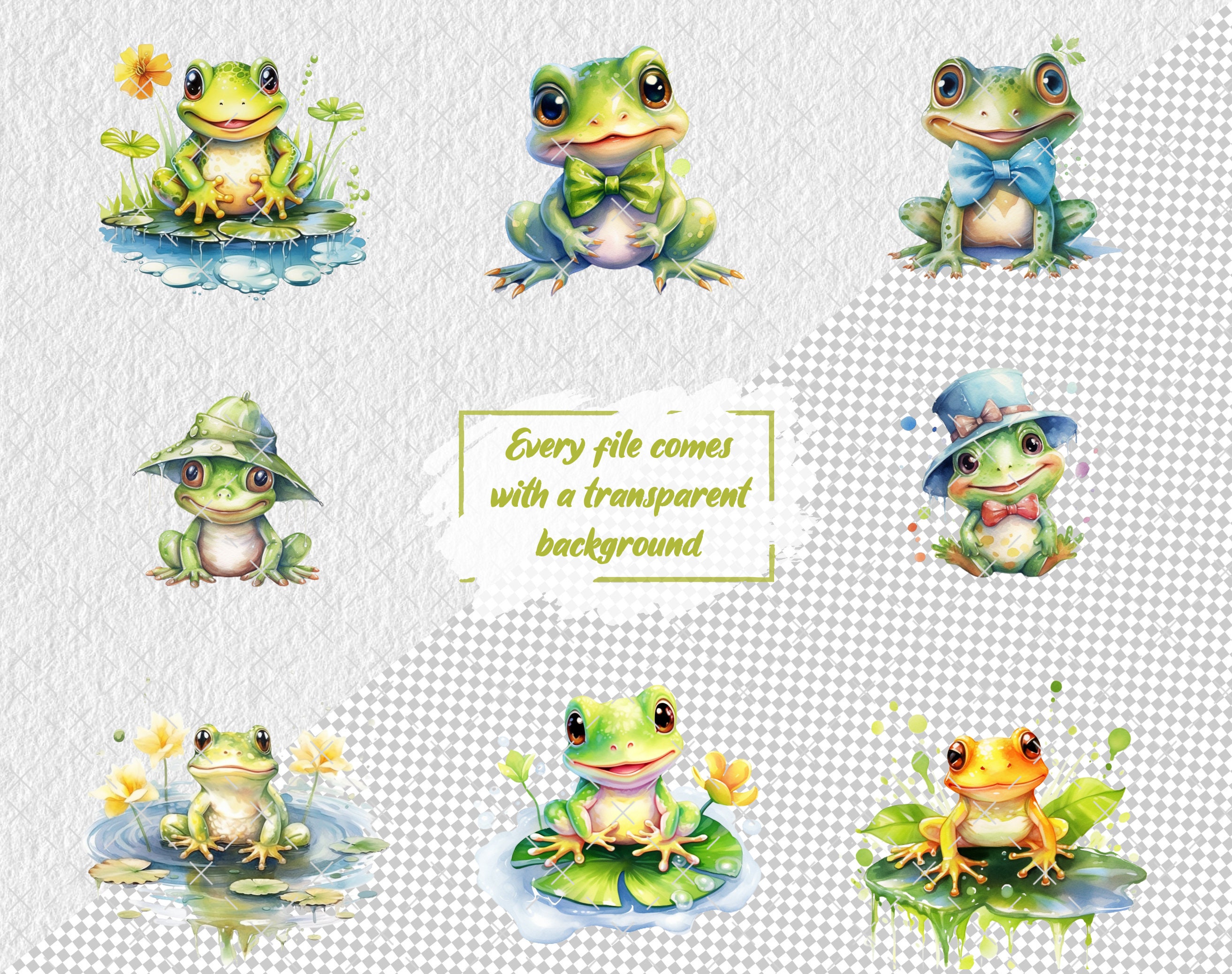 Watercolor Cute Frog Baby Frog Clipart, Baby Frog With a Tie Png ...