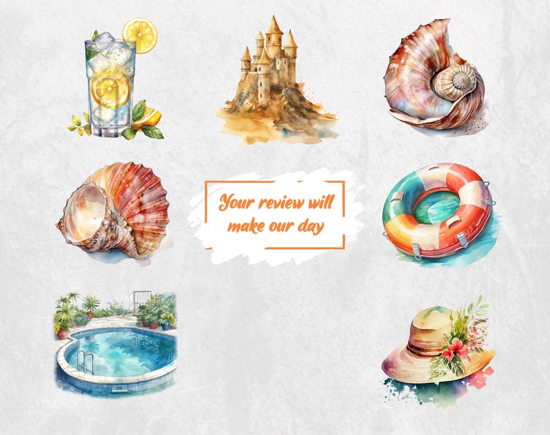 Beach Day Bundle Sea Clipart Summer Vacation PNG Swimming Clip Art PNG ...