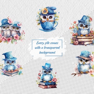Sweet Baby Owls Bundle Cartoon Owl PNG Watercolor Owls Bundle Cute Baby ...