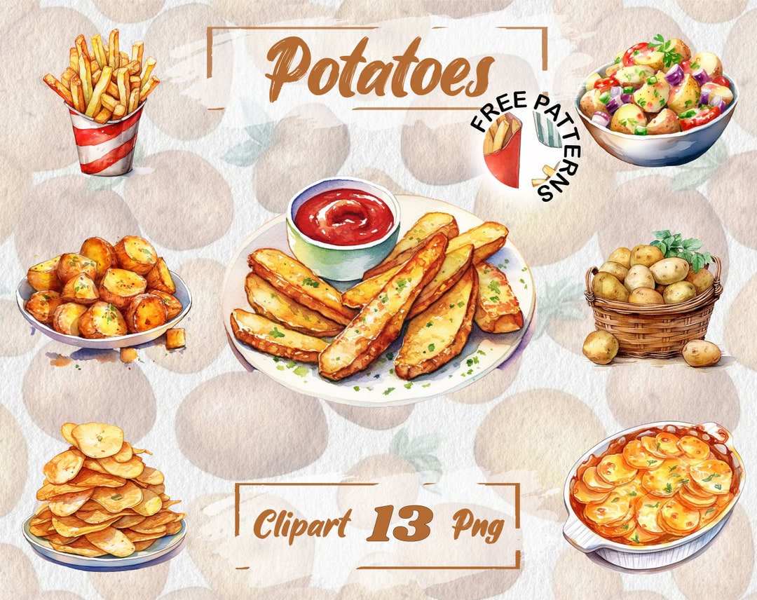 Watercolor Potatoes Clipart Food Clipart French Fries PNG Potatoes Clip ...