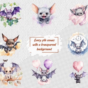 Watercolor Baby Bats Bat Clipart Watercolor Bats Png Cute Bats PNG Cute ...
